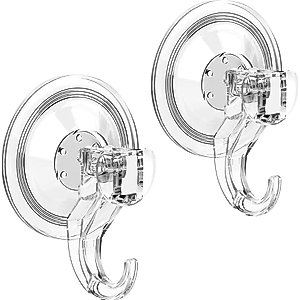 Suction Cup Hooks 2 Pack 4 Pack, Clear Heavy Duty Suction Cup, Waterproof Shower Hooks, Heavy Duty Vacuum Suction Hanger for Wreaths, Shower, Window, Kitchen, Tile, Glass Door (4), PK0222