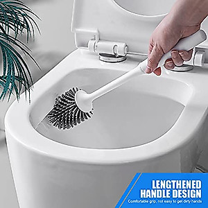 VMVN Toilet Bowl Brush and Holder,Compact Toilet Cleaner Brush Set for Bathroom Deep Cleaning,Silicone Bristles Toilet Scrubber,Floor Standing