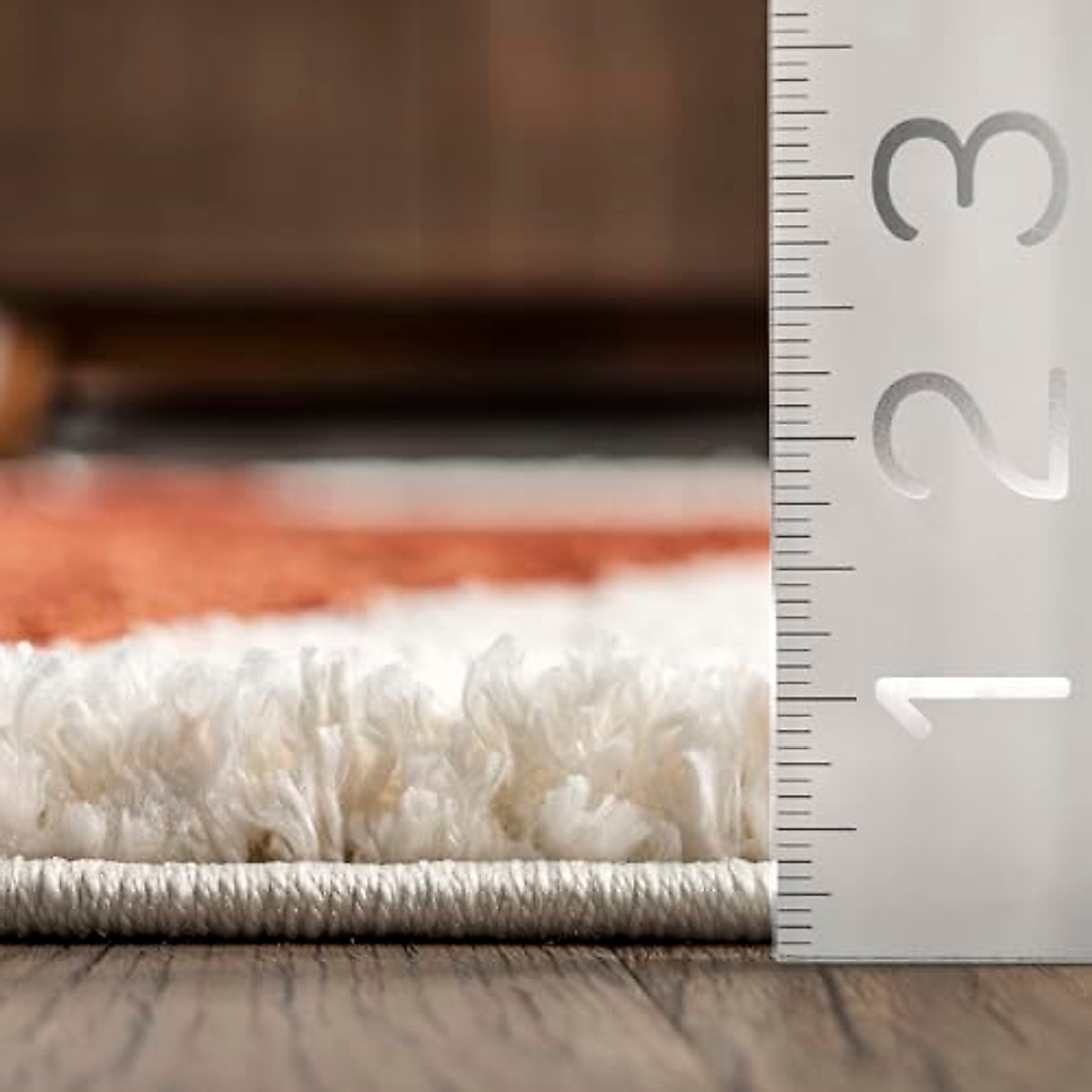 nuLOOM Kali Geometric 9x12 Shag Area Rug for Living Room Bedroom Dining Room Nursery Kitchen, Rust/Ivory