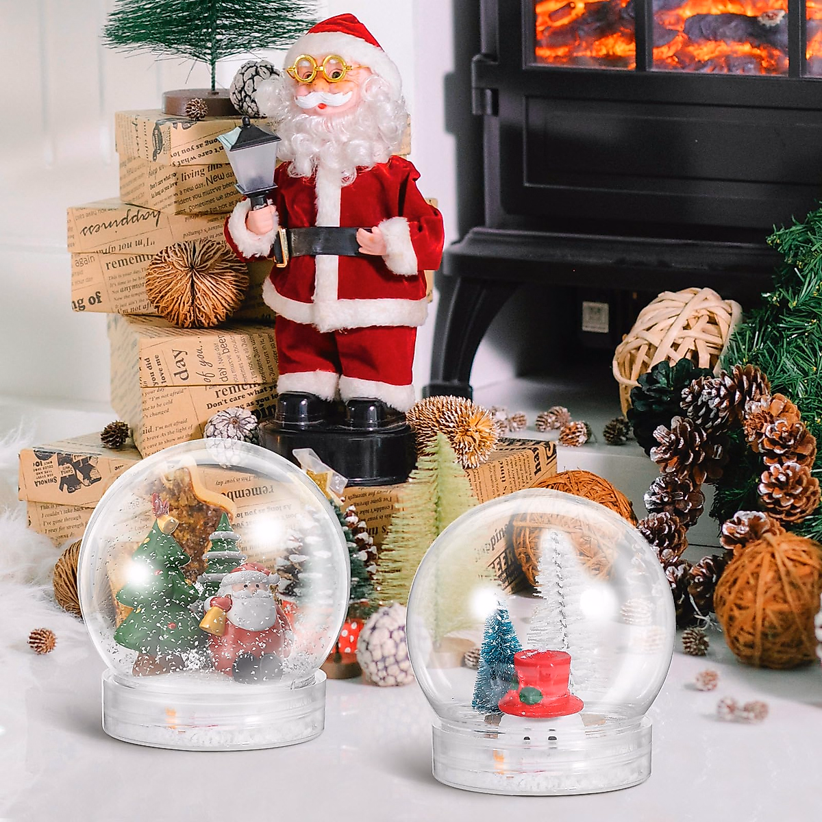 EXCEART 10pcs DIY Clear Plastic Water Globe Snow Globe 2Inch Clear Snow Globe with Screw Off Cap for DIY Crafts Christmas Home Decoration