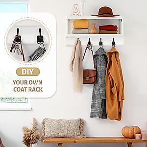 VIS'V Coat Hooks Wall Mount, Black Metal Coat Tri Hooks Heavy Duty Adhesive 3 Prong Coat Hanger Hooks Door Wall Coat Rack Hooks for Livingroom Bathroom Camper 2 Mount Options - 4 Pcs