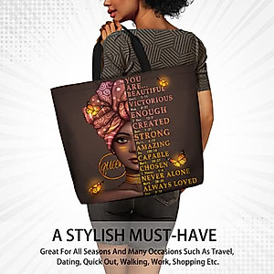 African American Women Tote Bags - Black Women Shoulder Bag Afro Black Girl Magic Satchel Handbags For Beach Gym School Travel