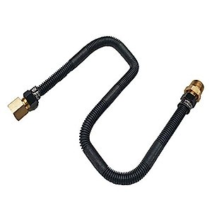 MENSI Non-Whistle 304 Stainless Steel Flexible Flex Gas Line for LPG and NG Fire Pit Hose Connection Kit in 24" Length