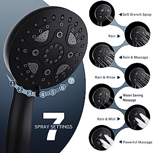 Cenosa All Metal Rain Shower Head 12 Inch High Pressure Shower Head with Handheld Spray Combo with Adjustable Shower Extension Arm, 7-Spray, 3-Way Dual Shower Head Black