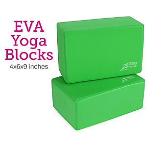 Go Go Active Yoga Accessories Set - Includes 2 Yoga Blocks, 1 Microfiber Non Slip Mat Towel 72X24, 1 Microfiber Hand Towel 24X15, 1 Yoga Strap, 1 Pair of Yoga Socks (Green)