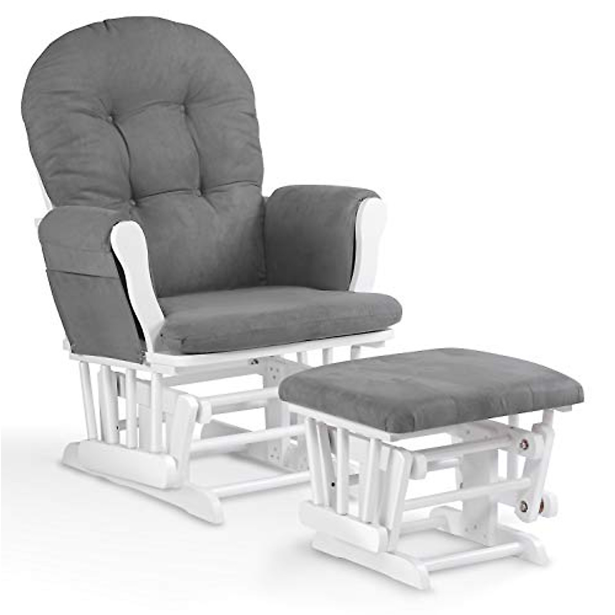 REJOICE HOME Atoll Glider with Ottoman, White/Grey