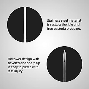 Body Piercing Needles, ATOMUS 10pcs 16G Stainless Steel Sterile Disposable Ear Nose Navel Nipple Lip Piercing Needles