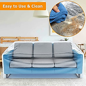 STARTWO Plastic Couch Cover - Dustproof Moving Bag for Sofa, Loveseat, Recliners, Plastic Furniture Cover Thick Clear Couch Cover for Moving and Long Term Storage, 92W x 42D x 42H Inches