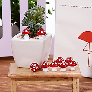 Jetec 24 Pieces Mini Garden Mushroom Miniature Figurine Garden Mushroom Accessories Ornament Mushroom Model Landscape Plant Pot Bonsai Craft for Home Party Decoration Supplies, Red