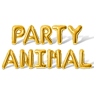 Letter Balloons - PARTY ANIMAL 16" Inch Alphabet Letters Foil Mylar Balloon Kids Birthday Party Balloon Banner (Gold)