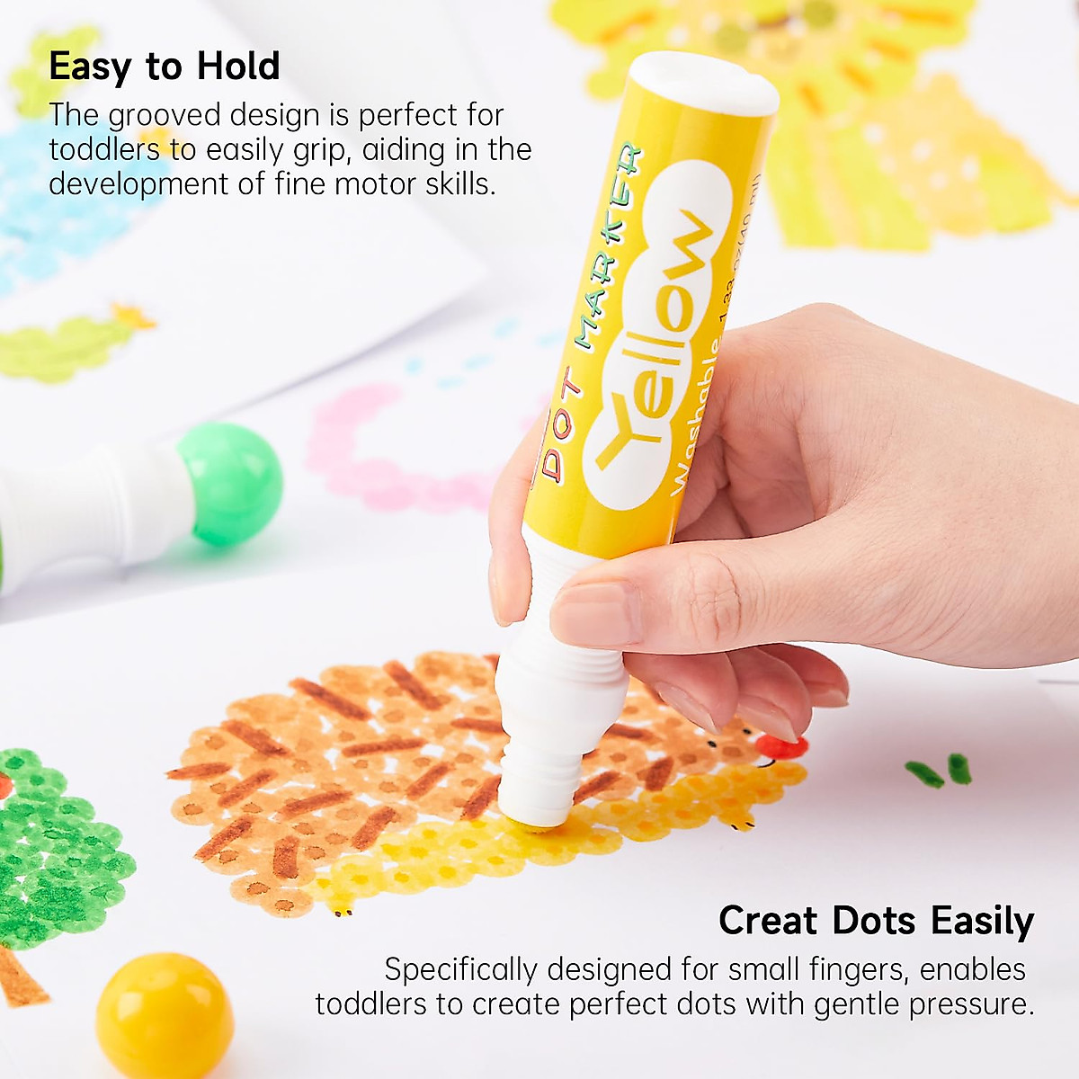 Shuttle Art Dot Makers, 12 Colors Bingo Daubers with 20 Unique Patterns of Dot Book for Toddler Art Activities, Non-Toxic Washable Coloring Markers for Preschool Kids Learning