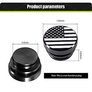 QODOLSI 2 PCS Car Car Lighters Plug Cover, Metal Dustproof Car Lighters Plug Button Cover Replacement Accessories, Universal Car Lighters Cover Decorations (Black #American Flag)