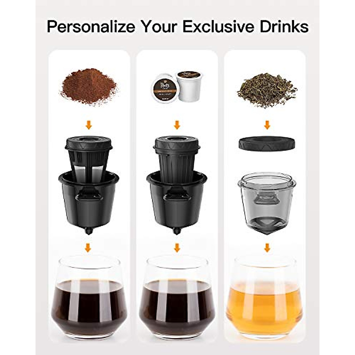 Boly 6-In-1 Coffee Maker with Auto Milk Frother, Single Serve Coffee, Tea, Latte and Cappuccino Machine, Compatible With Capsule & Ground Coffee, Compact Coffee Maker