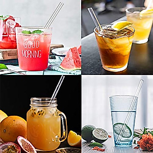 10 Pack Glass Straws, Reusable Glass Drinking Straws, With 10 Straight Smoothie Straws and 2 Cleaning Brush, Reusable Straws For Coffee, Tea, Wine, Juice, Smoothies, Frozen Drinks (8x200mm)