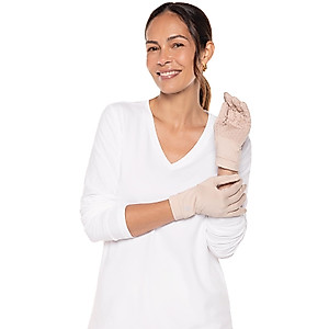 Coolibar UPF 50+ Unisex Sawyer UV Sun Gloves - Sun Protective (Medium- Beige)