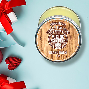 Viking Revolution Cedar and Pine Beard Balm - Beard Butter with Argan Oil, Beard Softener for Men with Jojoba Oil - Beard Moisturizer for Men with Beeswax - Beard Wax for Men (2oz, 1 Pack)