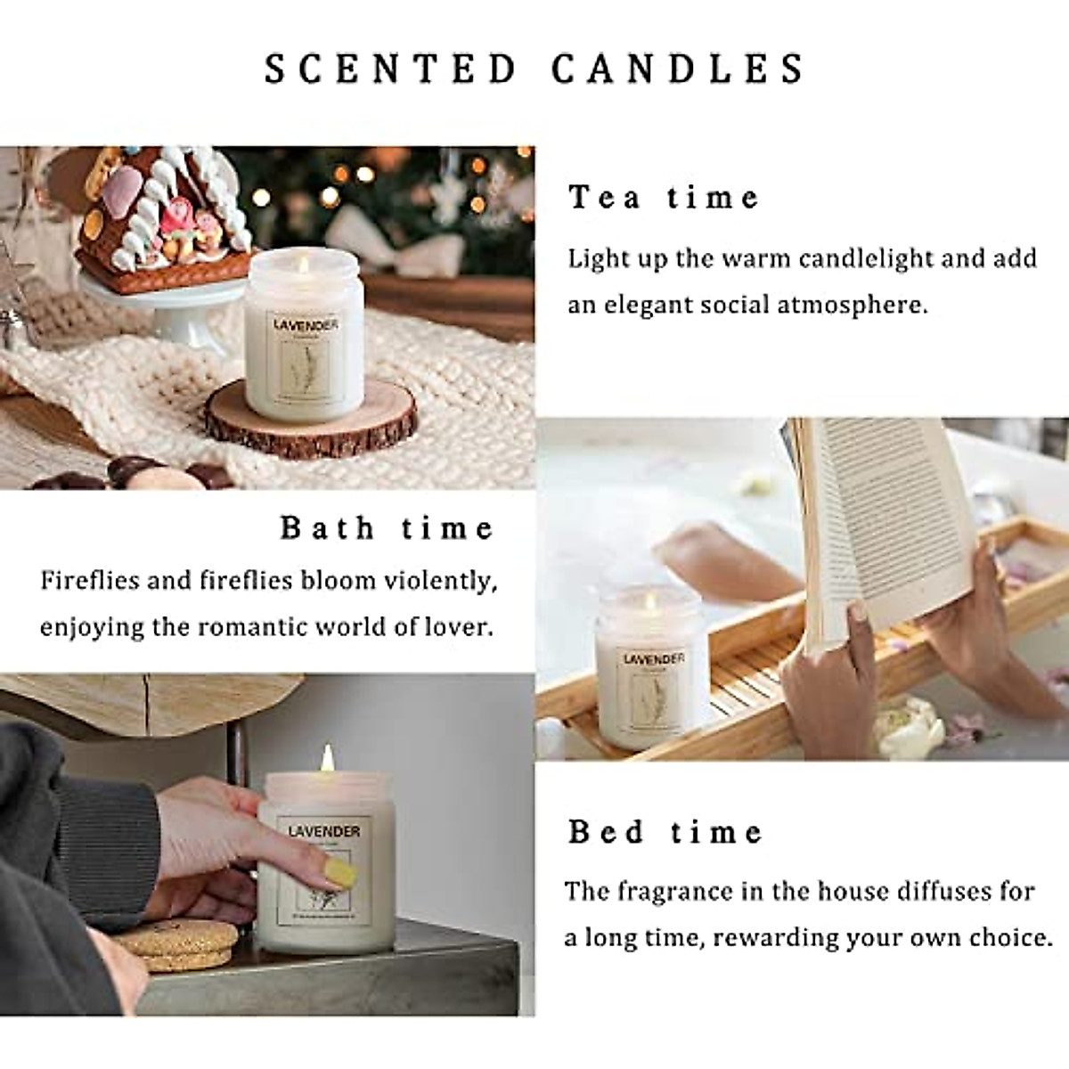 Candles for Home Scented, 4 Pack Lavender Scented Candles Gifts for Women 28 oz 200 Hour Long Lasting Natural Soy Candles, Aromatherapy Candle Set Stress Relief