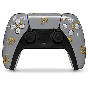 WraptorSkinz Skin Wrap compatible with Sony PS5 DualSense Controller Anchors Away Gray (CONTROLLER NOT INCLUDED)