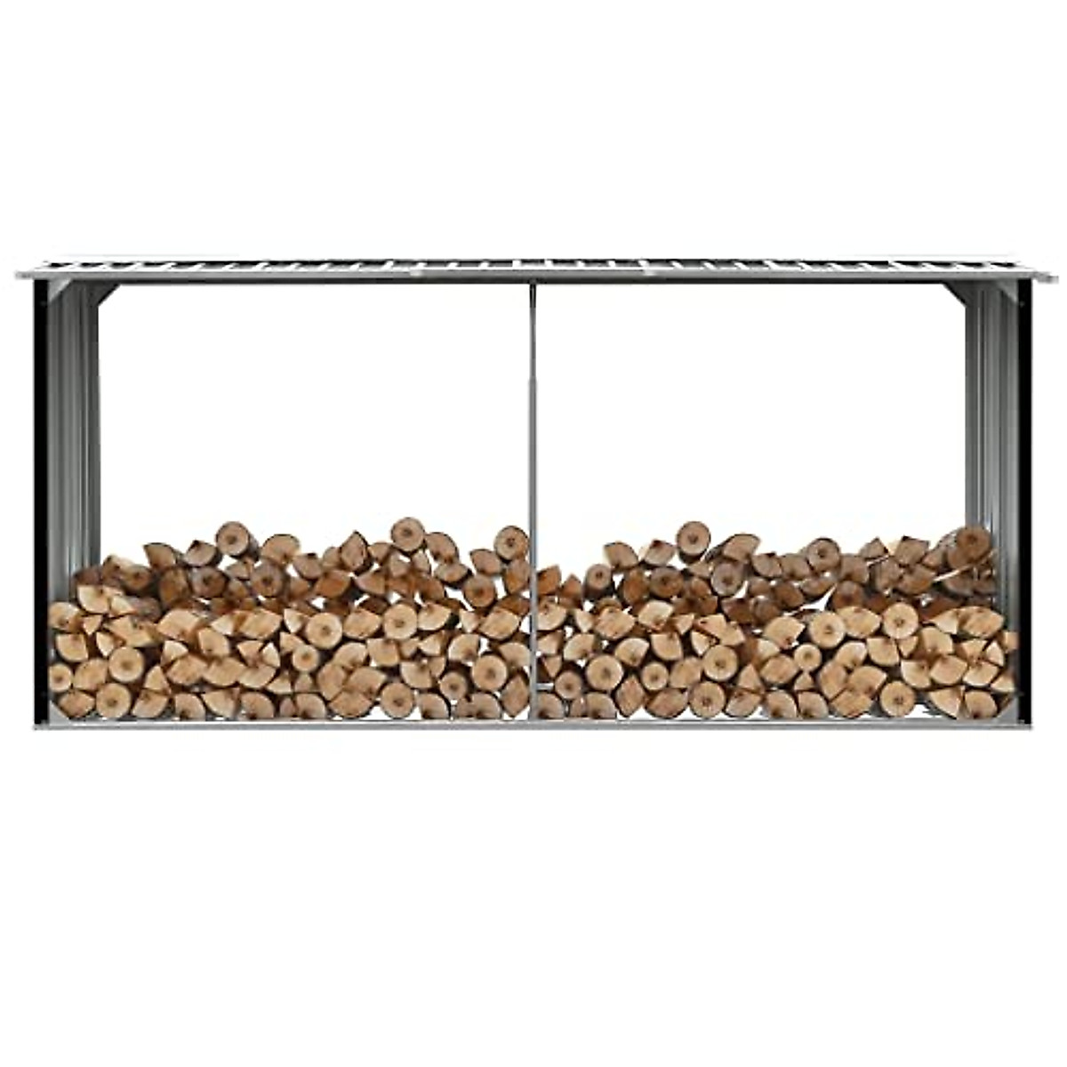 vidaXL Log Storage Shed, Log Holder with Roof, Log Storage Shed, Firewood Rack for Backyard Garden Patio Porch, Anthracite Galvanized Steel 129.9"