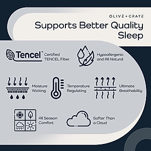 Olive + Crate Luxury 100% Lyocell Eucalyptus Duvet Cover Set Queen Size, Tencel 3PC Vegan Bedding Set, Soft White Cooling Duvet Cover for Hot Sleepers & 2 Pillowcases, White Snow (90" x 88")