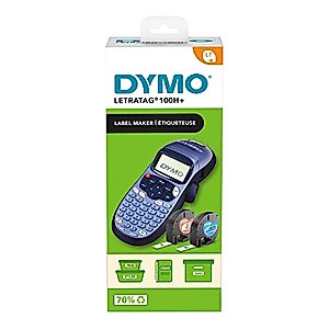 DYMO LetraTag LT-100H Label Maker Starter Kit | Handheld Label Maker Machine | with Paper & Clear Plastic Label Tape | Ideal for Office or Home