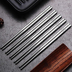 Chopsticks 1/2/4 Pair Stainless Steel Chopsticks Chinese Style Non-slip Metal Chopsticks Set Tableware Home Kitchen Supplies(23cm-1 pair with no mark)
