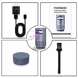 fieemoo Indoor Insect Trap Non-Zapper Fruit Fly Traps for Indoors, Mosquito with Bug Light, Suction & Bottom Air Drying Tray, Gnat House Indoor, Catcher Killer Sliver Blue (MWD-WZ-16Q)