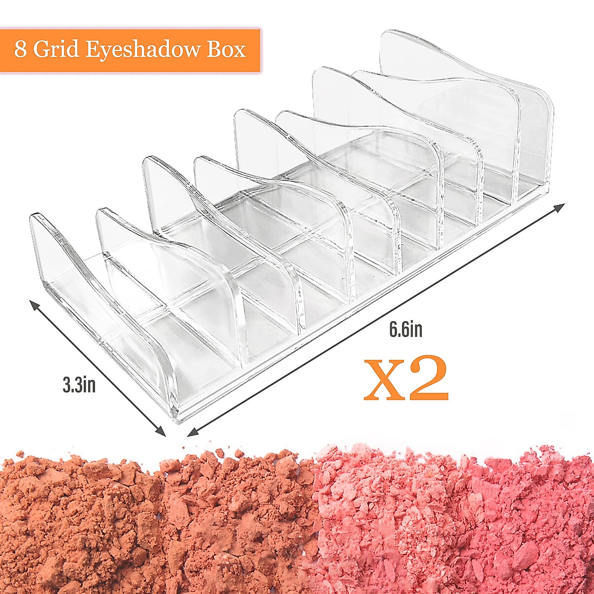 Makeup Palette Organizer,Acrylic Eyeshadow Palette Pallet,8 Sectons BPA-Free Divided Make Up Blush,Contour Storage Holder Cosmetic Eye Shadow Display Stand Clear Rack Vanity Holder(2 Pack).