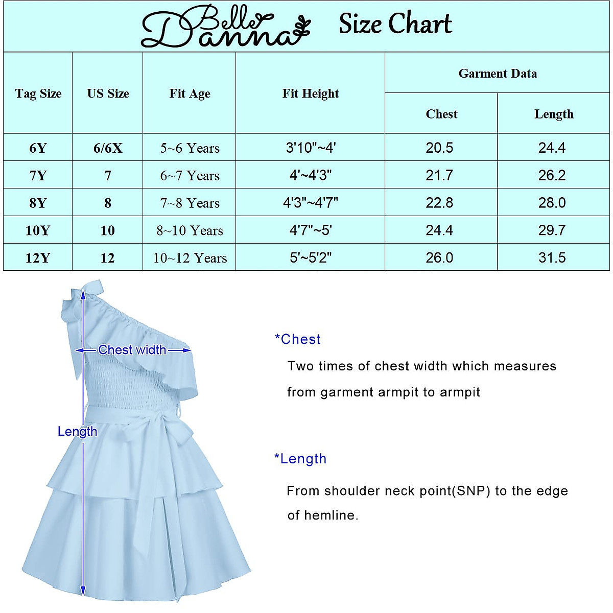 Danna Belle Pink Dress for Girls Summer Party One Shoulder Sleeveless Ruffle Dresses Size 7