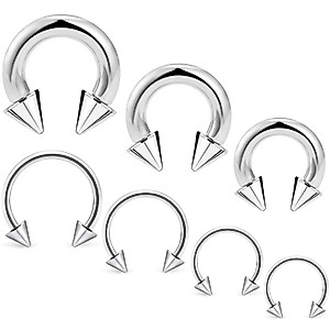 Ocptiy 0G 2G 4G 6G 8G 12G 14G 16G Ear Earrings Gauges Septum Plugs Tunnels Stretching Kit Surgical Stainless Steel Horseshoe Eyebrow Lip Belly Nipple Ring Cartilage Helix Tragus Earrings Piercing Kit