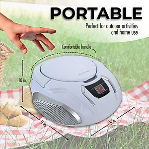 Proscan Elite Portable CD Boombox with AM/FM Radio - White