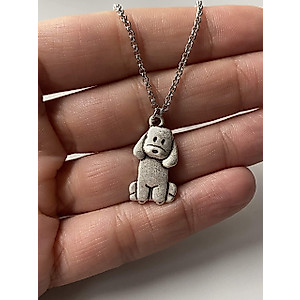 Goldendoodle Labradoodle Charm Necklace, Golden Lover Gift, Silver Metal Dog Pendant on a Chain, Ladies I Love Poodle Mix