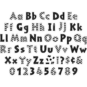 Barker Creek Letter Pop-Out Set of 3, 4" Chevron, Mixed-Design, 255 Upper and Lowercase Letters, Numbers, and Punctuation Marks in Each of 3 Designs, 765 Characters Total (4303)