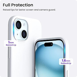 ORNARTO Compatible with iPhone 15 Case 6.1, Slim Liquid Silicone 3 Layers Full Covered Soft Gel Rubber Phone Case, Anti-Scratch Shockproof Protective Cover 6.1 Inch, White