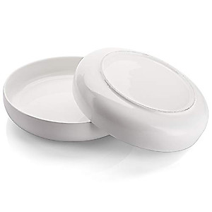 Foraineam 8 Inch Porcelain Round Salad Pasta Bowl Set 22 Ounce Deep Soup Plates White Catering Serving Bowls, Set of 4