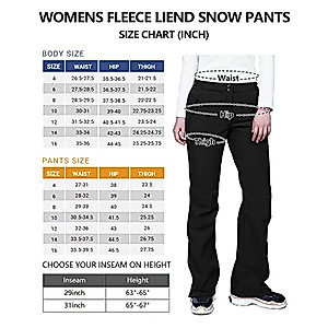 Outdoor Ventures Women's Snow Pants Waterproof Windproof Outdoor Fleece Lined Softshell Insulated Ski Pants with Boot Gaiters