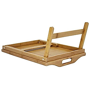 KKTONER Bamboo Bed Tray Table with Folding Legs Foldable Serving Portable Laptop Tray Snack Tray Breakfast Tray Bed Table Drawing Table