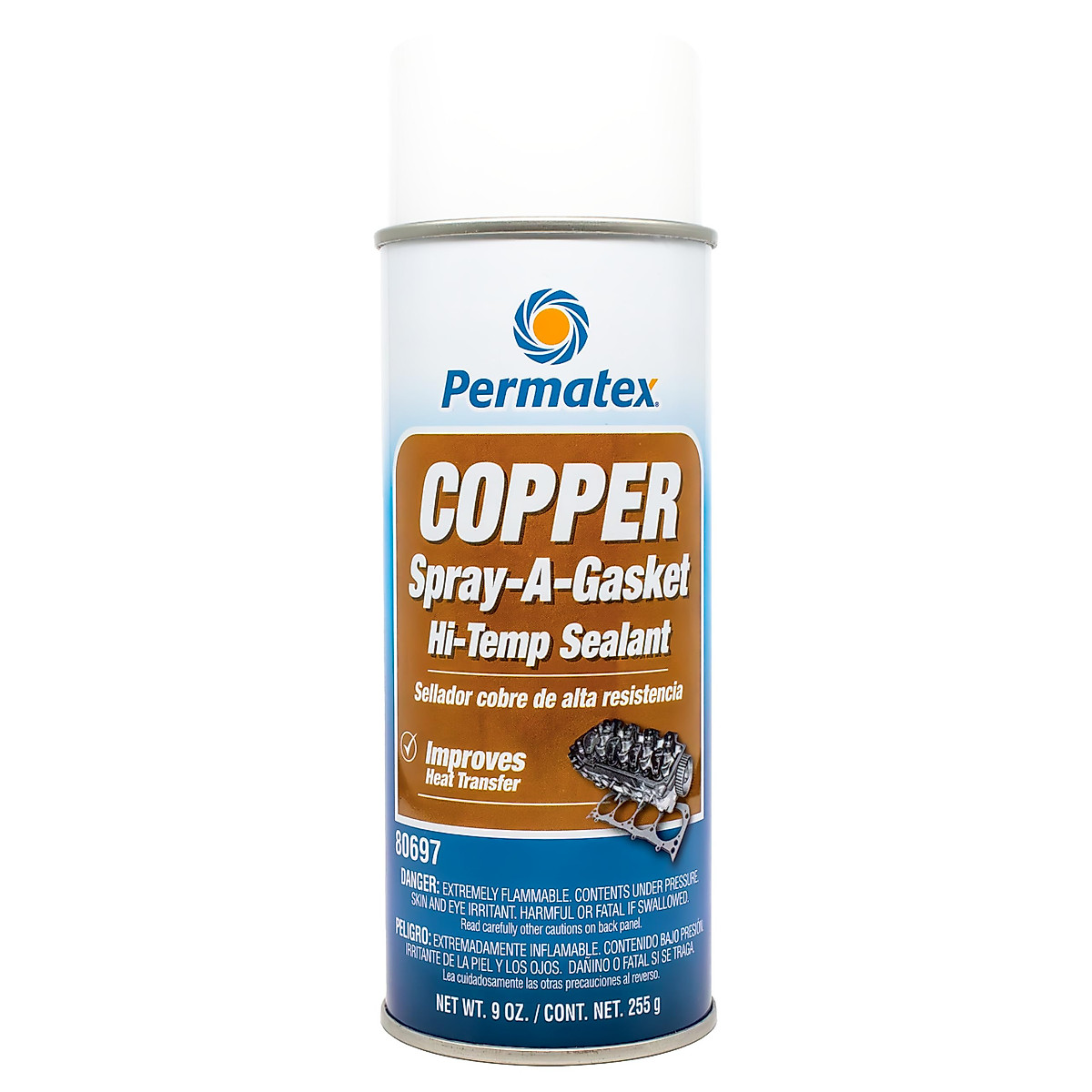 Permatex 80697 Copper Spray-A-Gasket Hi-Temp Adhesive Sealant, 9 oz. net Aerosol Can , Orange