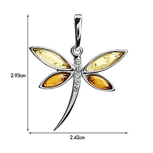 Ian and Valeri Co. Multicolor Amber Sterling Silver Dragonfly Pendant