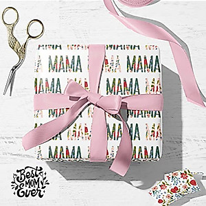 ZINTBIAL Mother's Day Wrapping Paper for Mom, Birthday, Bridal Shower - Gift Wrap with Floral, Love You Mum Letters Design - 20 x 29 Inches per Sheet (8 Sheets 33 sq. ft.) Recyclable, Easy to Store,