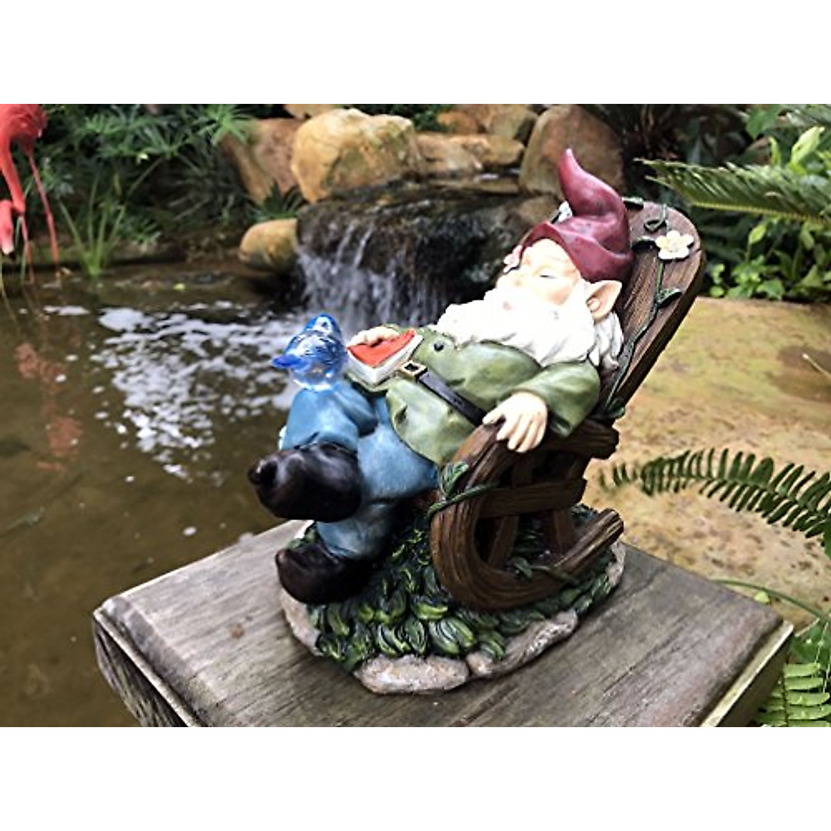 Bo-Toys Solar Powered Gnome Sleeping in a Chair LED Garden Light Decor