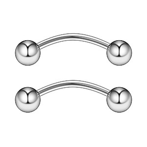 Ruifan 12pcs Surgical Steel Tiny Curved Eyebrow Ear Navel Belly Lip Ring Barbell Piercing Jewelry With 3mm Balls 20g 8mm