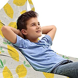 Lunarable Fruit Lounger Chair Bag, Random Arrangement of Hand Drawn Fresh Limon with a Color Splashed Design, High Capacity Storage with Handle Container, Lounger Size, Multicolor