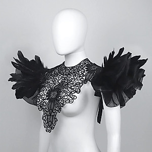 HOMELEX Shoulder Pad with Feathers Wings Halloween Feather Harness Carnival Costumes for Women Masquerade Raven Costume