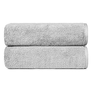 Amazon Basics 100% Cotton Quick-Dry Bath Towels - 2-Pack, Platinum