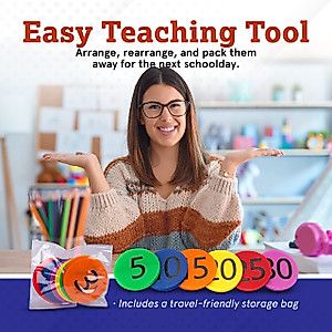 Carpet Spot Markers x 30 Classroom Sit Circles with Numbers 1-30 for Teachers (6 Colors)