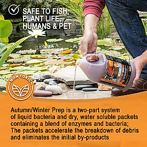 MICROBE-LIFT AUTPREP Autumn and Winter Prep Seasonal Conditioner for Ponds and Outdoor Water Gardens, Safe for Live Koi Fish, Plants, and Decor, 32 Ounce Liquid and 4 2-Ounce Packets