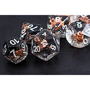 3DEGOS Black Rogue Pirate DND Dice Set for Dungeons and Dragons Gifts, D&D, D and D, Pathfinder, Accessories, D20, Polyhedral, Resin Dice, Metal, Dice Tray, Tower, Bag, Box