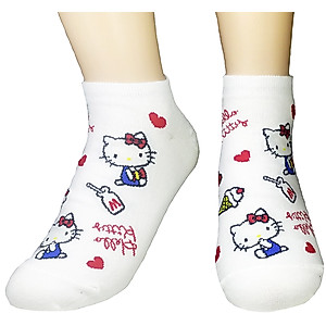 JJMax Women's Hello Kitty Cute Cotton Blend Ankle Socks Set, Milk Kitty, One Size