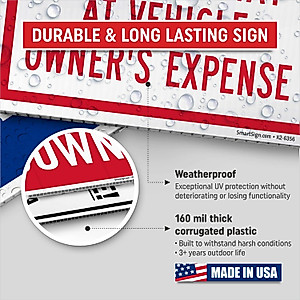 SmartSign 12" x 18" (2-Pack) Private Property No Parking Violators Towed Yard Sign with 15" Metal H-Stake, Double Sided, Large 160 mil Thick Corrugated Plastic Lawn Signs, Water Resistant, USA-Made